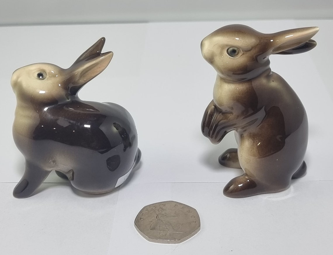 Vintage Porcelain Goebel Brown Rabbits Marked West Germany 1969 - Etsy