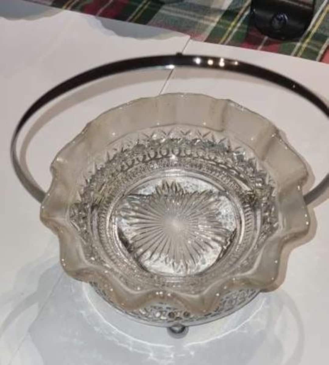 Stunning Sugar Cube Glass Bowl With Chrome Stand - Etsy