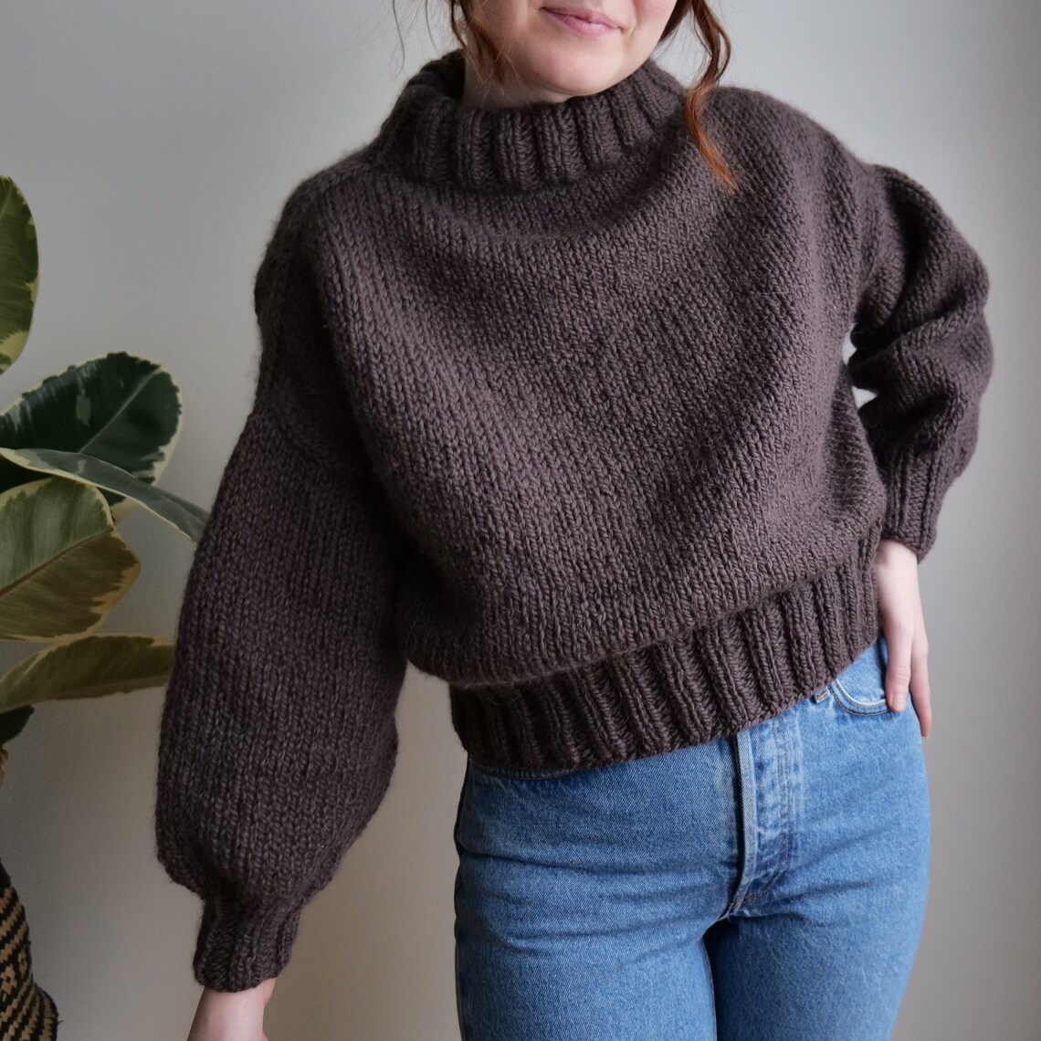 Knitting Pattern: Seamless Mock Neck Sweater Boxy Cropped | Etsy Canada