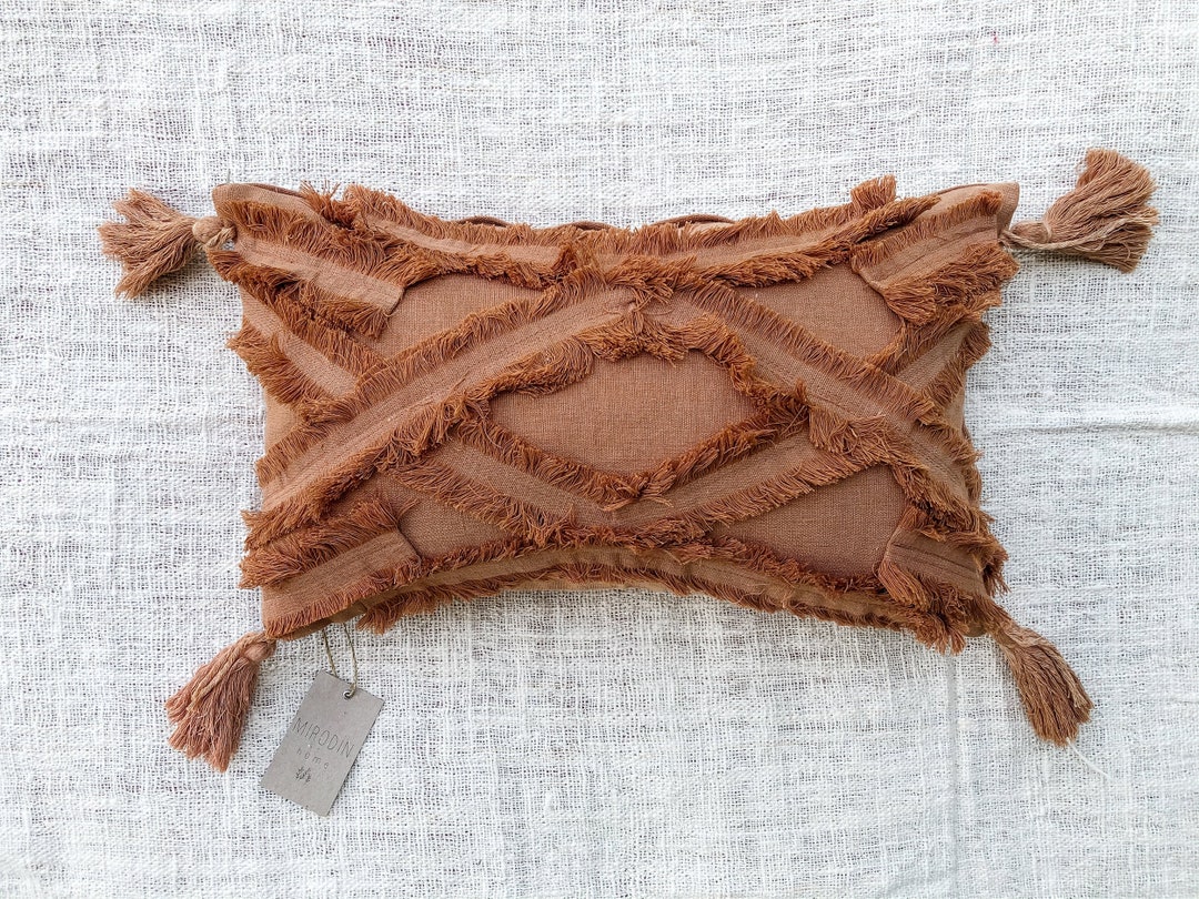 Boho Cotton Pillow Cover, Pillow With Pompom, Decorative Pillow ...