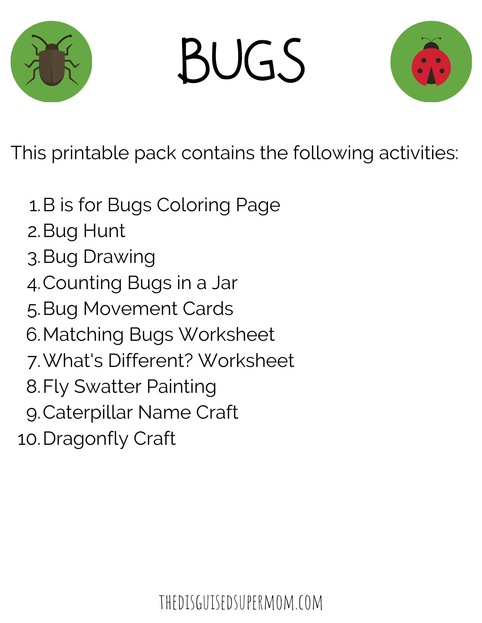 Bugs - Preschool Printable Pack - Etsy