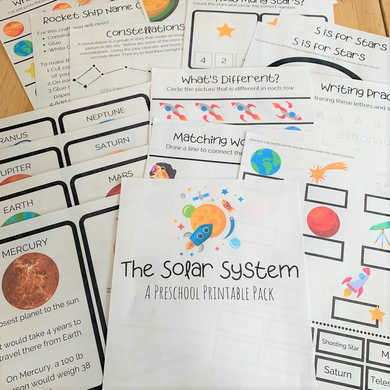 Solar System - Preschool Printable Pack - Etsy
