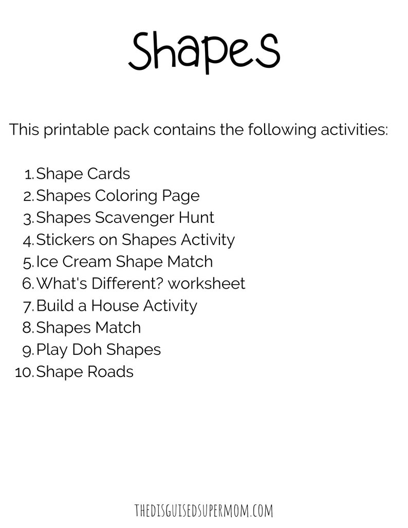 Shapes - Preschool Printable Pack - Etsy