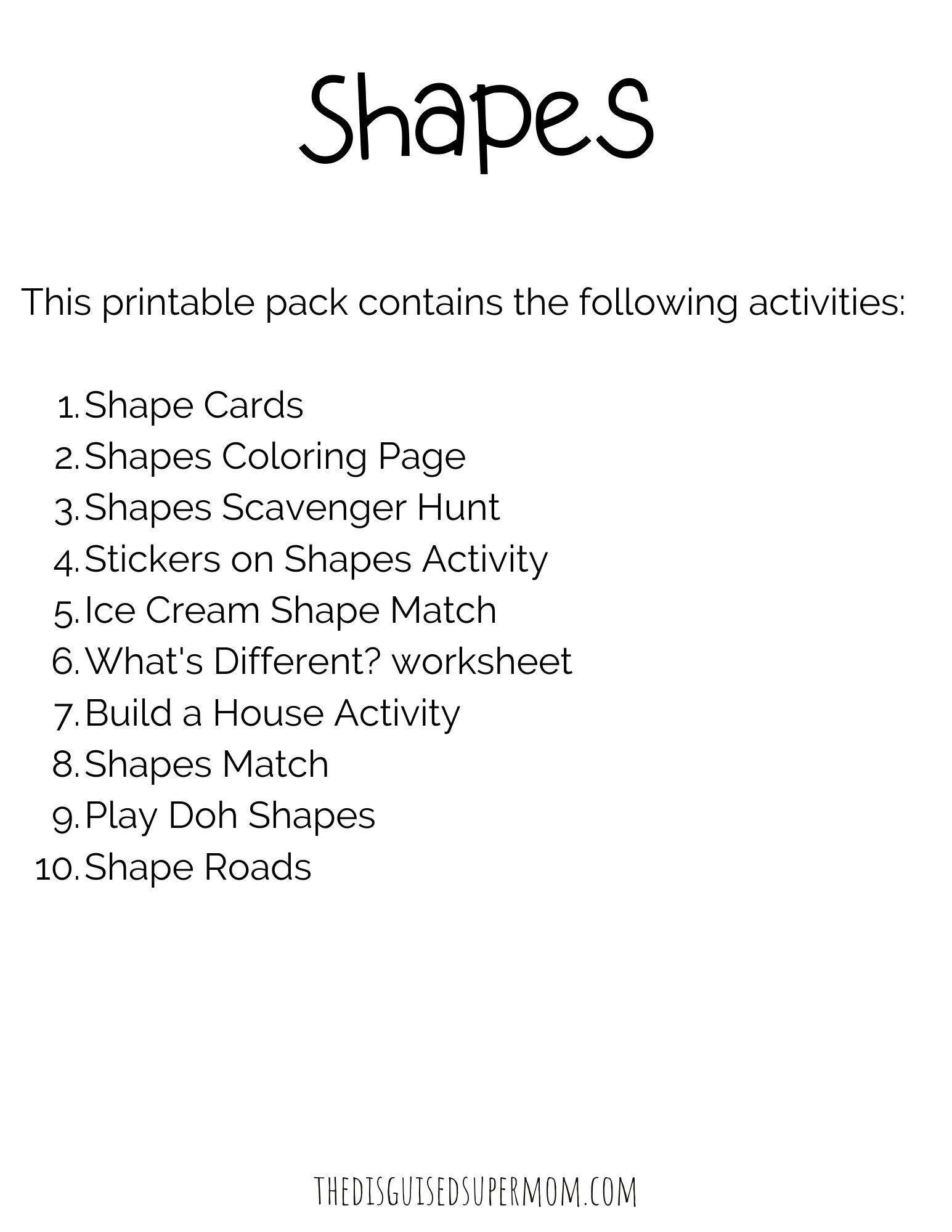 Shapes Preschool Printable Pack - Etsy