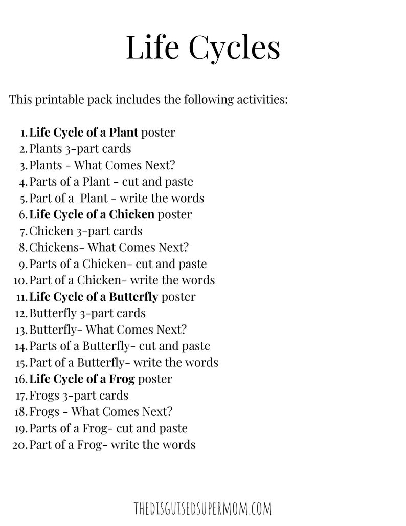 Life Cycles Printable Pack - Etsy