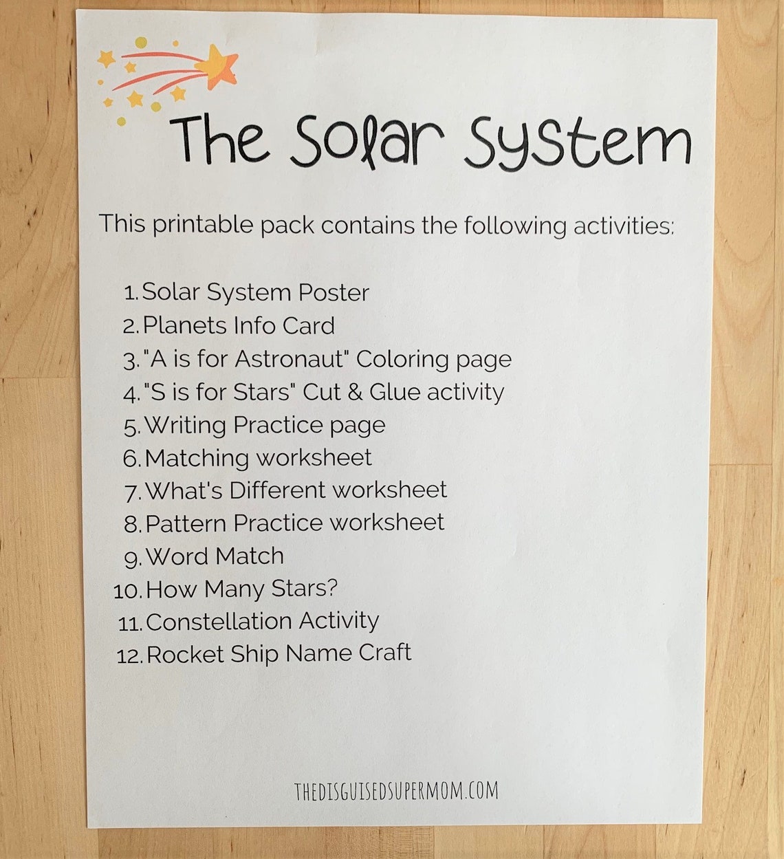 Solar System Preschool Printable Pack | Etsy