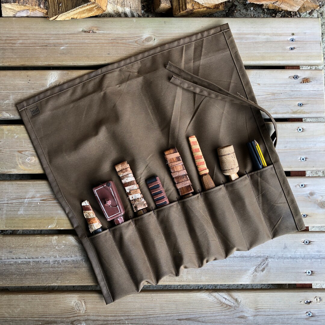 Brown Waxed Canvas Tool Roll, Pen, Pencil, Paintbrush Roll Multiple ...