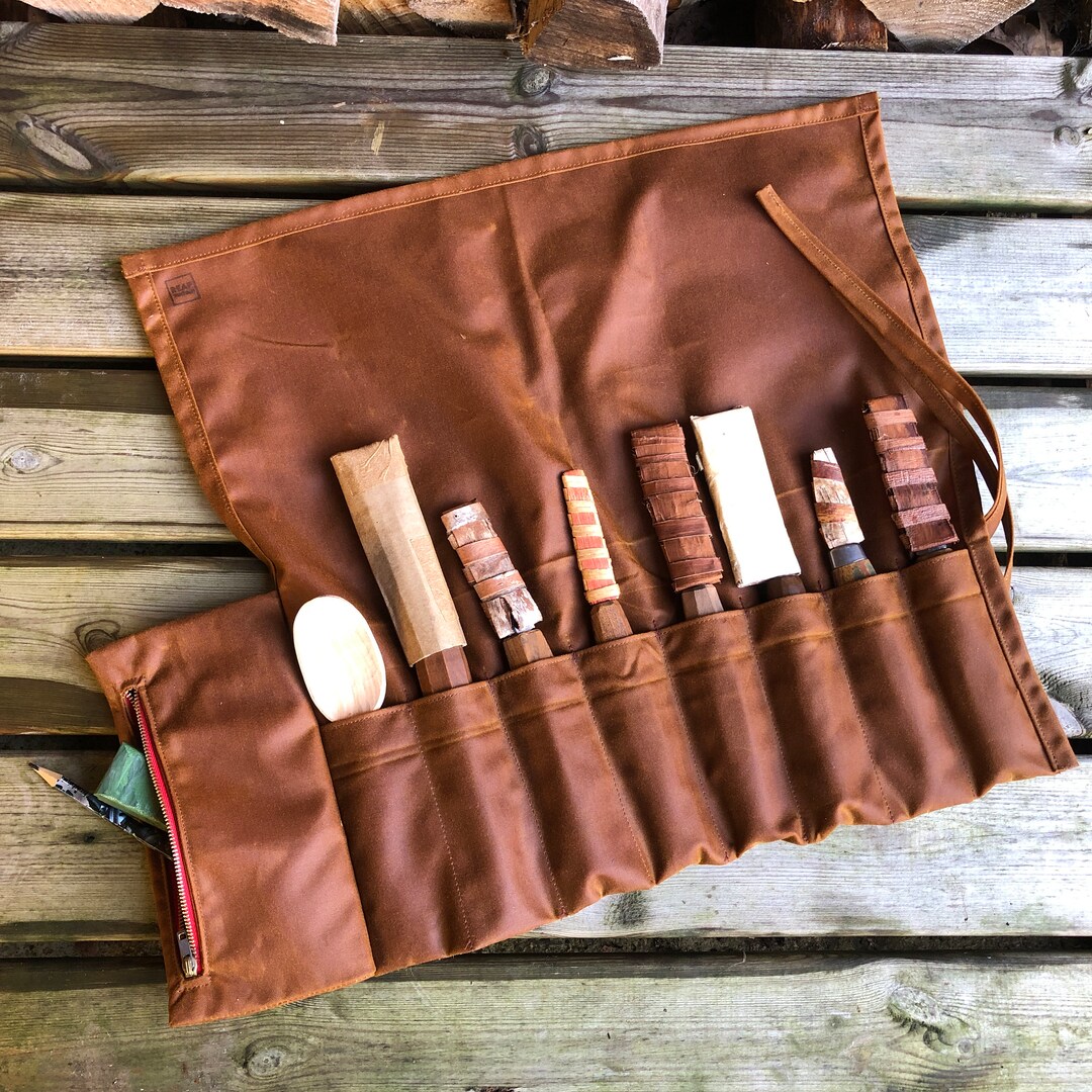 Rust Brown Waxed Canvas Tool Roll, Pen, Pencil, Paintbrush Roll ...