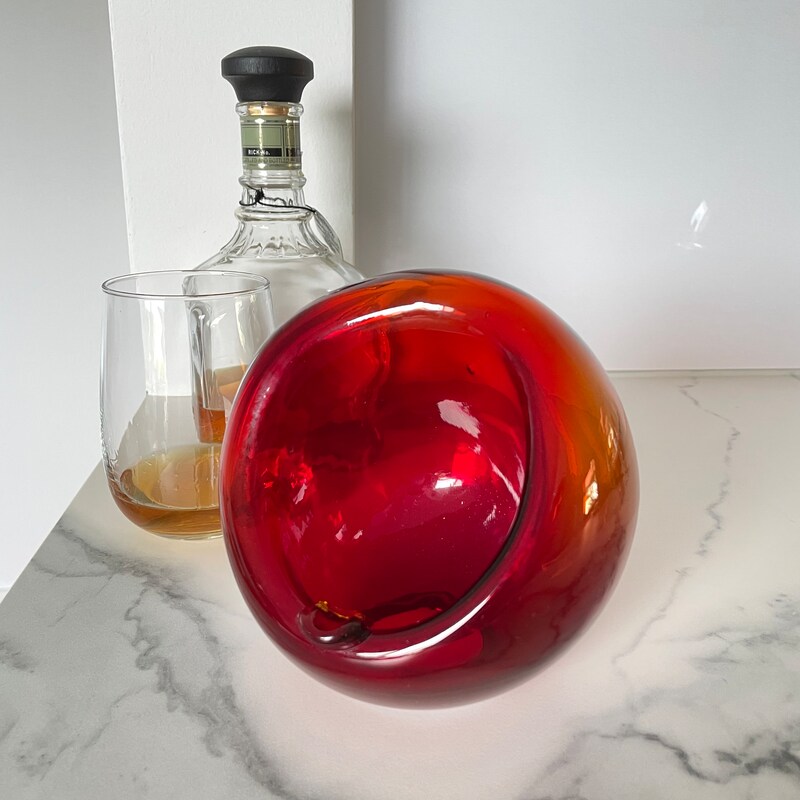 Red Glass Ashtray - Etsy