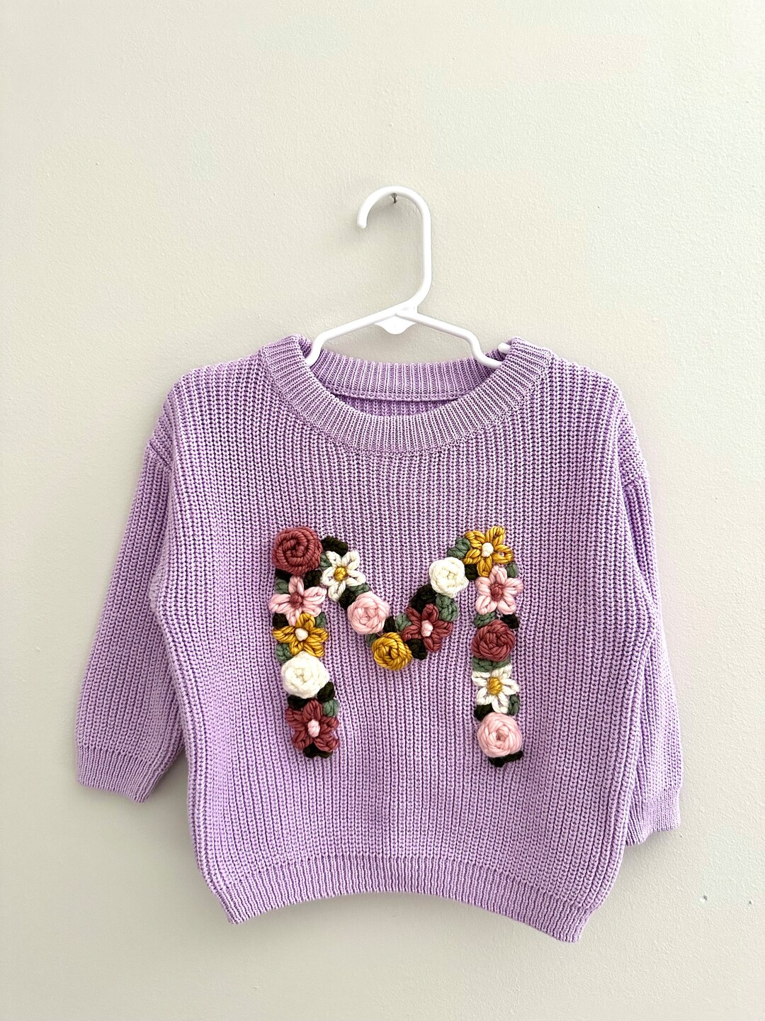 Custom Name Letter Sweater, Hand Knit Sweater, Baby Initial Sweater ...