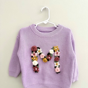Custom Name Letter Sweater, Hand Knit Sweater, Baby Initial Sweater ...