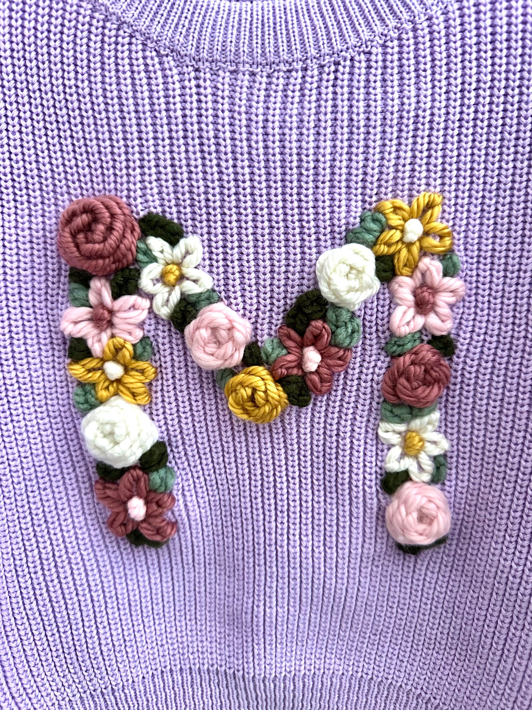 Custom Name Letter Sweater, Hand Knit Sweater, Baby Initial Sweater ...