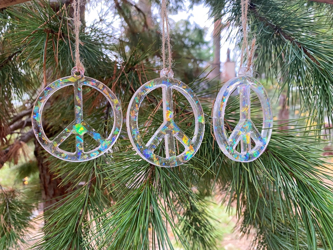 Iridescent Peace Sign Ornament - Etsy