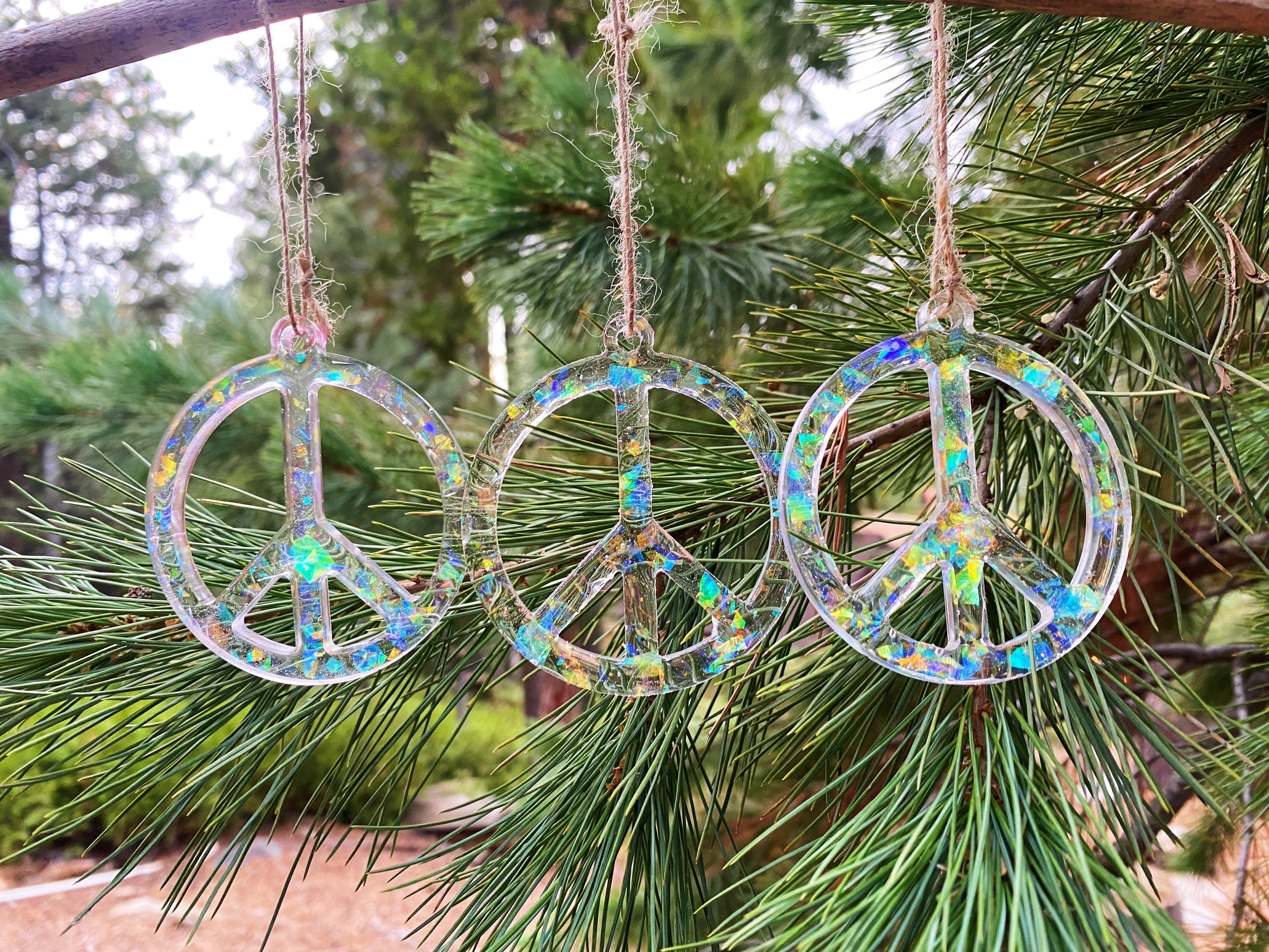 Iridescent Peace Sign Ornament - Etsy