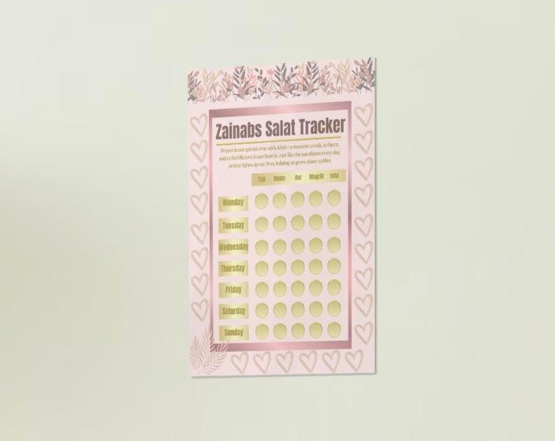 Muslim Elegant Salaat Tracker Template|| Edit Name and Ready to Print ...