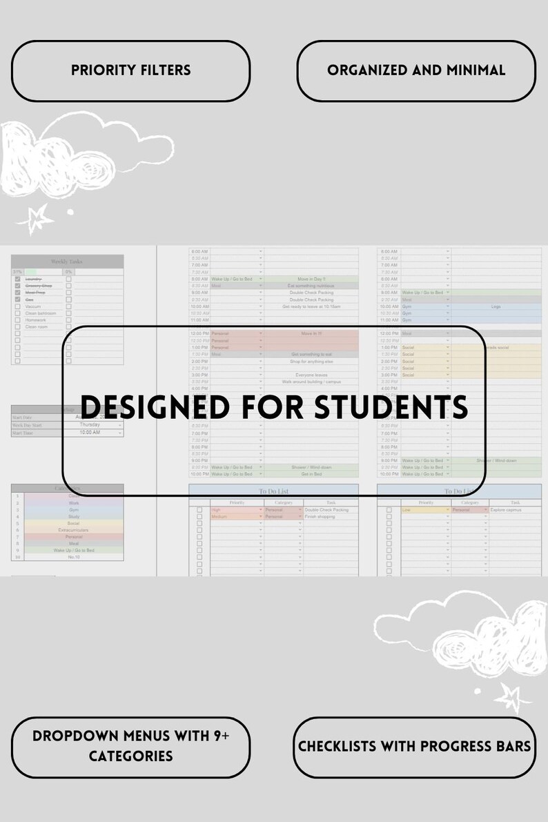 Weekly Planner for Students, Digital Planner - Etsy