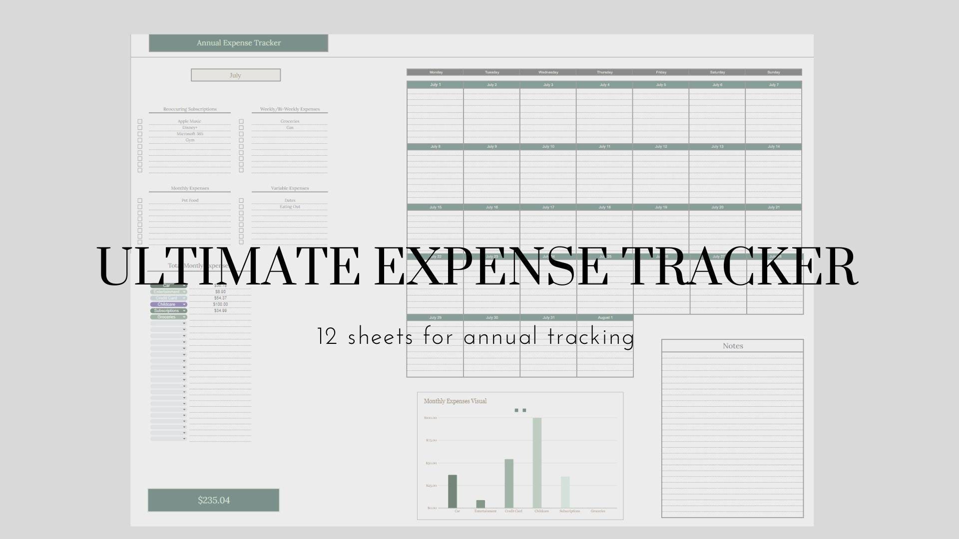 Annual Expense Tracker, Ultimate Tracker for Anyone - Etsy