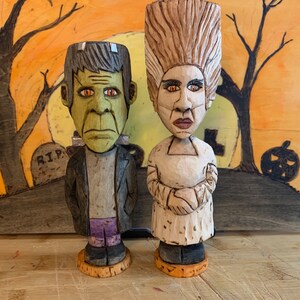 A Hand Carved Folk Art Style, Bride of Frankenstein - Etsy