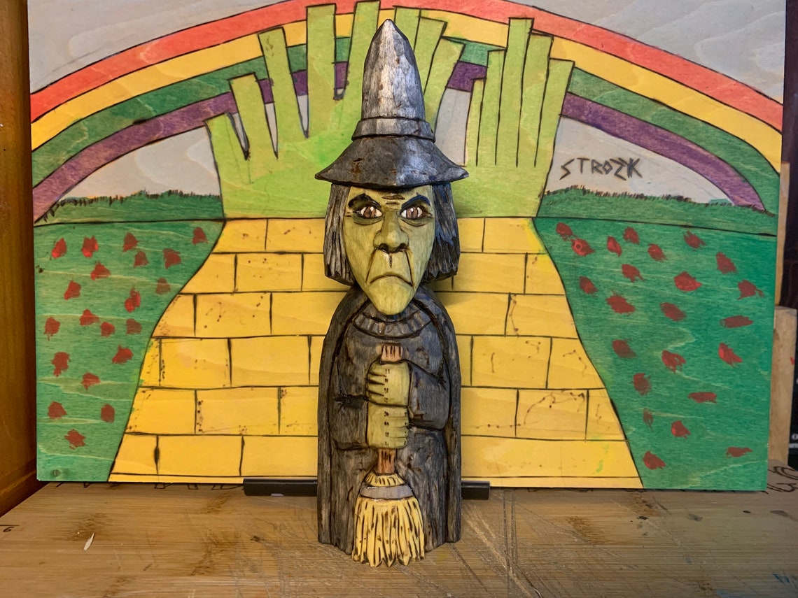 A Hand Carved Folk Art Style Wicked Witch of the West From the 1939 ...