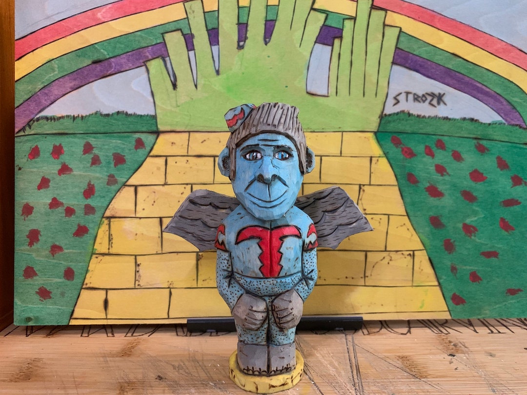 A Hand Carved Folk Art Style Winged Monkey nikko From the 1939 Film ...