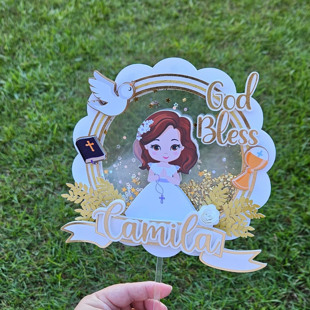 Girl's First Communion Cake Topper Personalized Cake Topper for Girl's ...