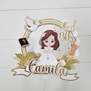 Girl's First Communion Cake Topper Personalized Cake Topper for Girl's ...