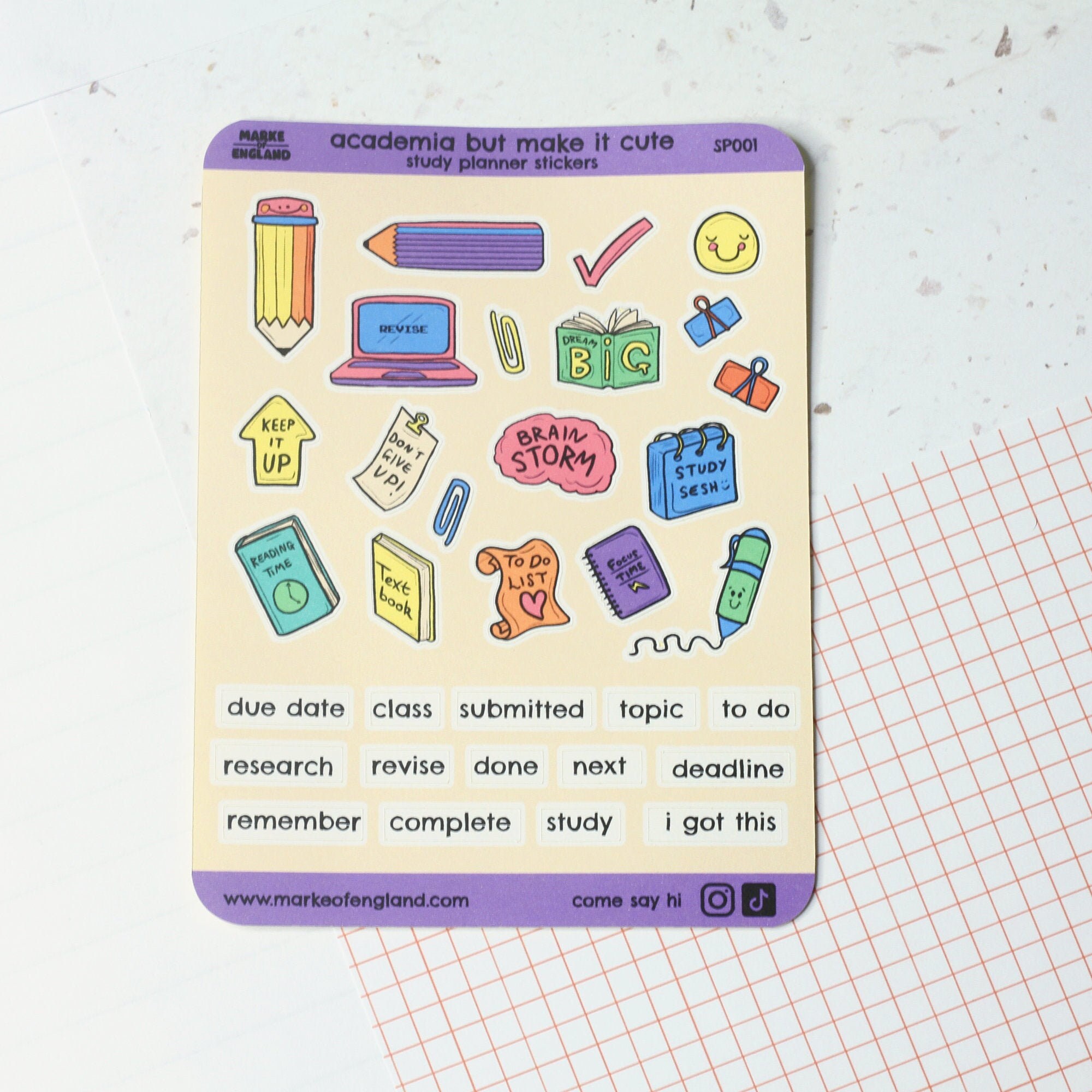 Study Sticker Sheet Cute Stickers for Journaling and | Etsy