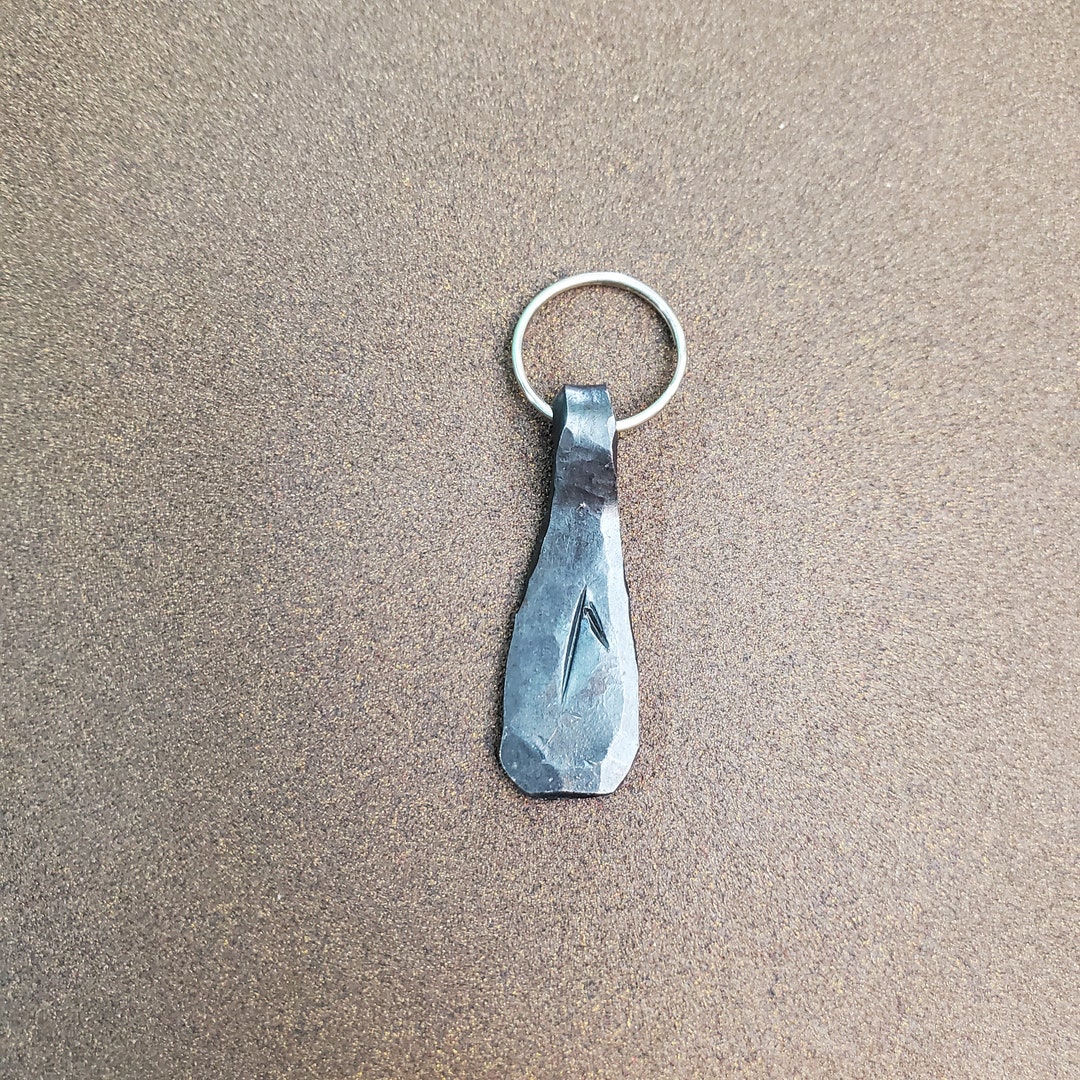 Hand Forged Viking Rune Keychain Laguz - Etsy