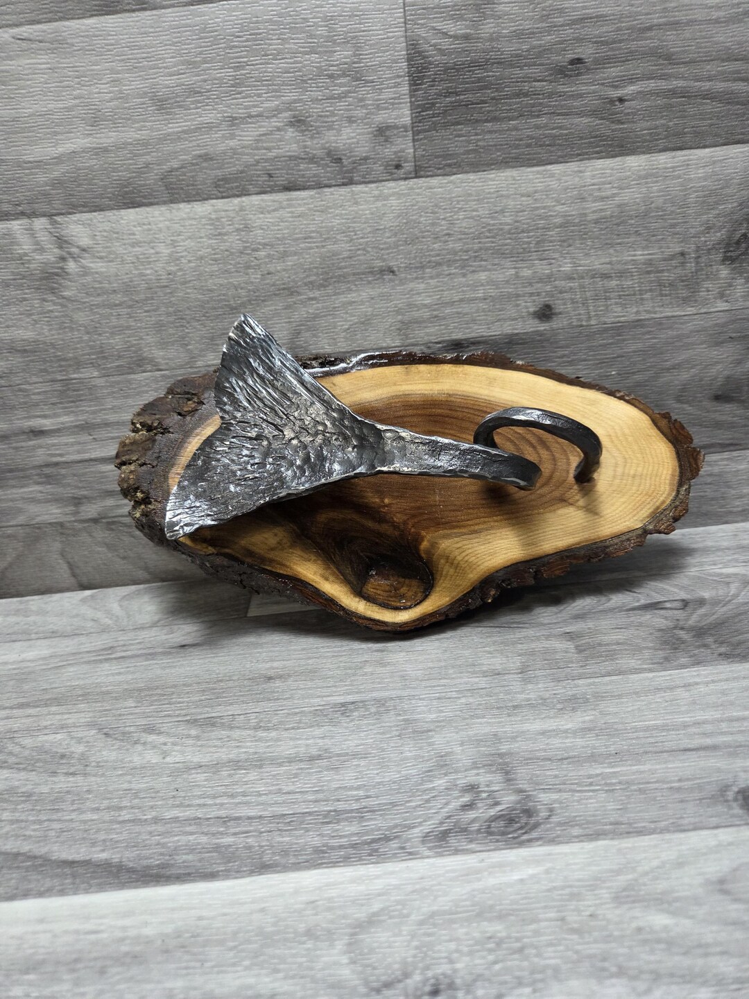 Hand Forged Whale Tail on Wood Wall Mount - Etsy