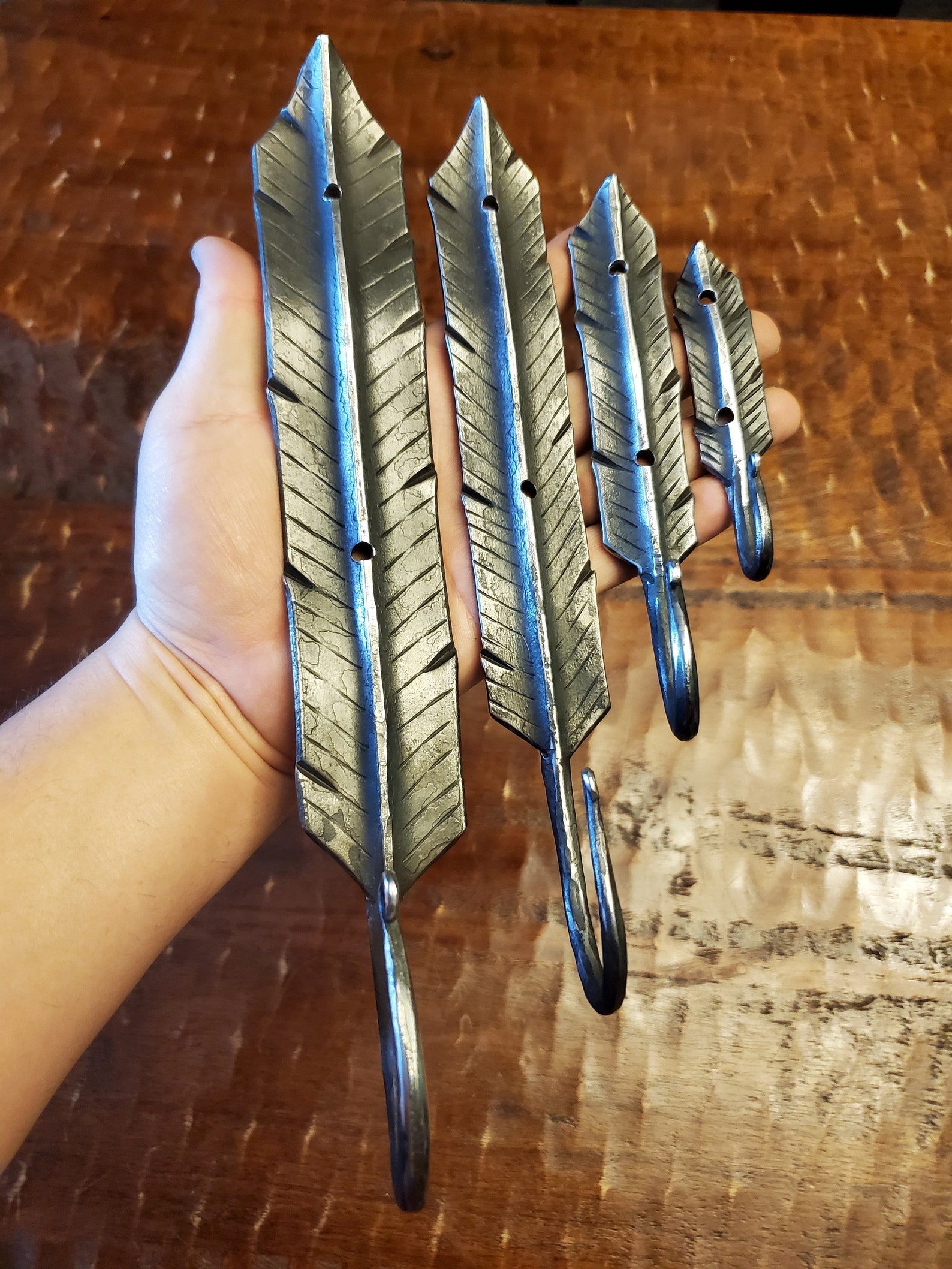 Hand Forged Feather Hook multiple Sizes Available - Etsy