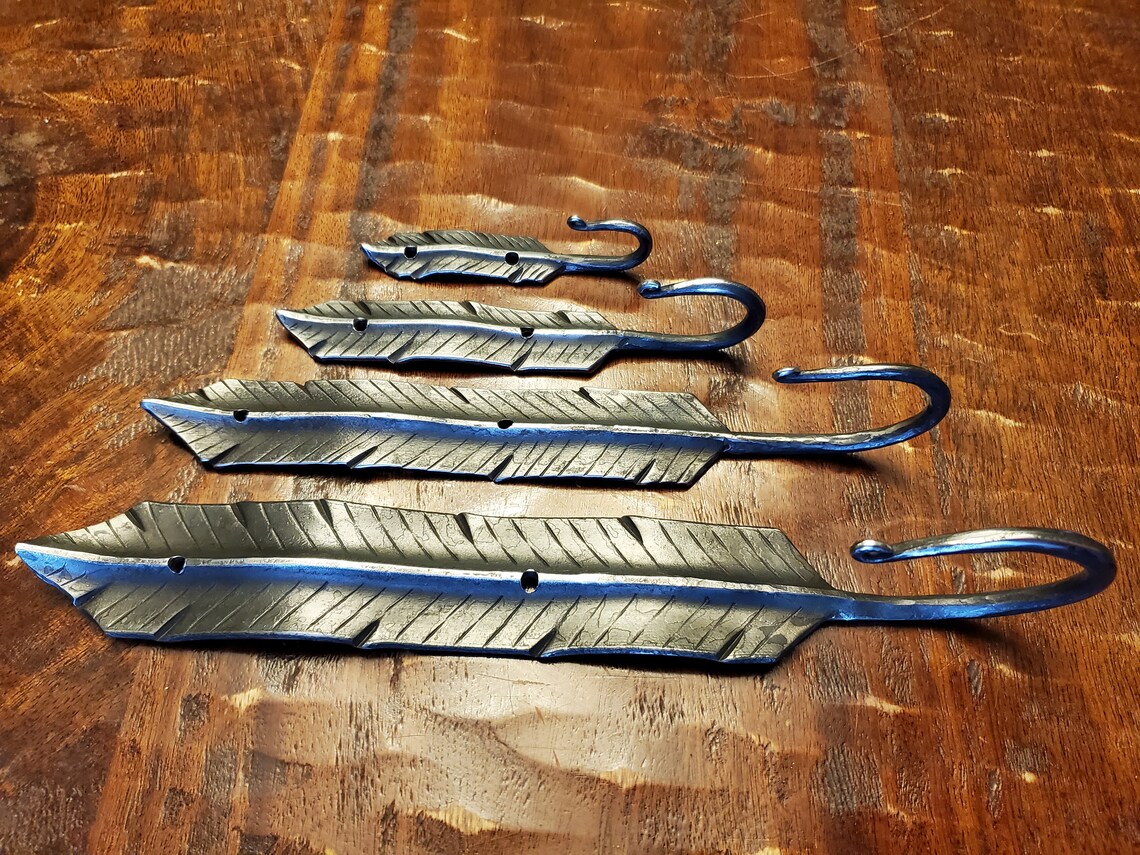 Hand Forged Feather Hook multiple Sizes Available - Etsy