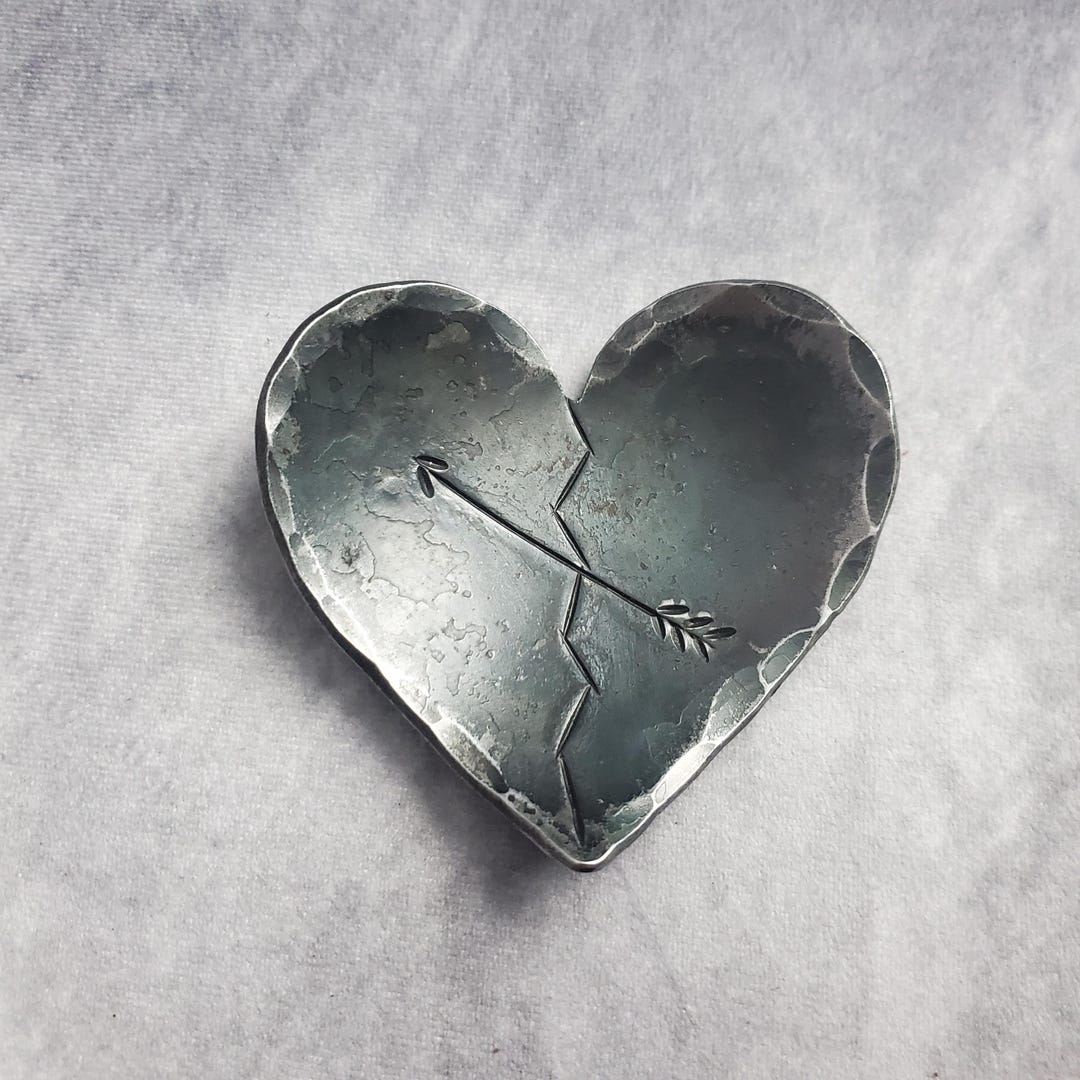 Hand Forged Small broken Heart Bowl With Cupid's Arrow B - Etsy