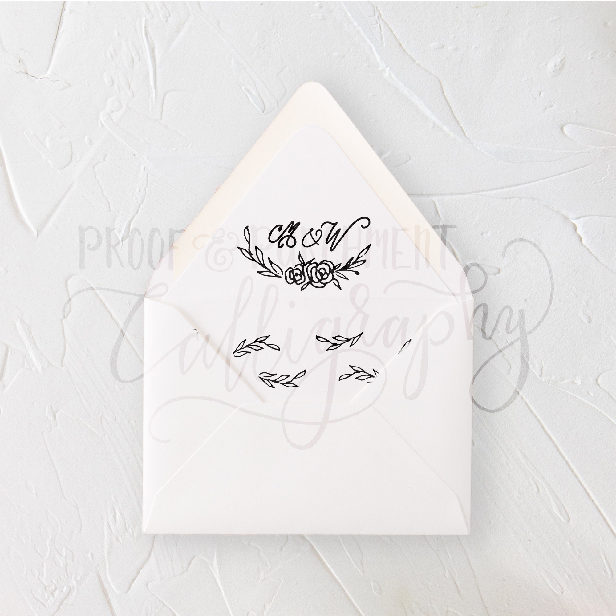 Monogram Envelope Liner, Wedding Envelope Liner for Invitations, Floral ...