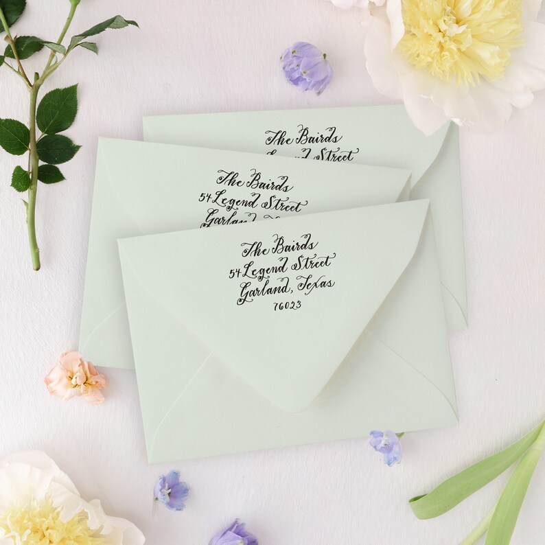 WHIMSICAL Wedding Calligraphy Return Address Stamp, Personalized ...