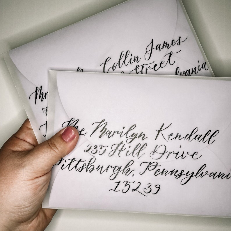 Vellum Envelopes for Wedding Invitation, Vellum Envelope Calligraphy ...