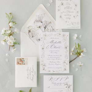 Ethereal Floral Wedding Invitation, Winter Flower Wedding Invitation ...