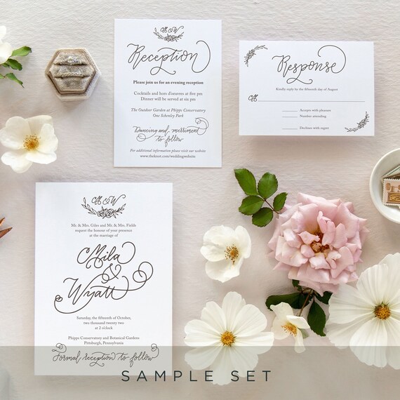 Sample Calligraphy Wedding Invitation Wedding Invitation - Etsy