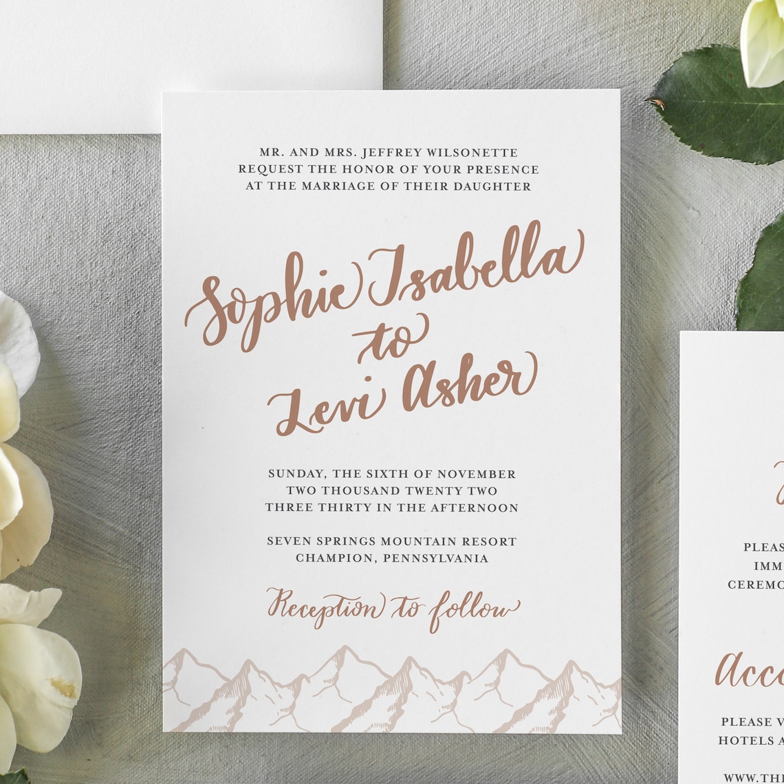 Mountain Wedding Invitation Custom Mountain Invite for - Etsy