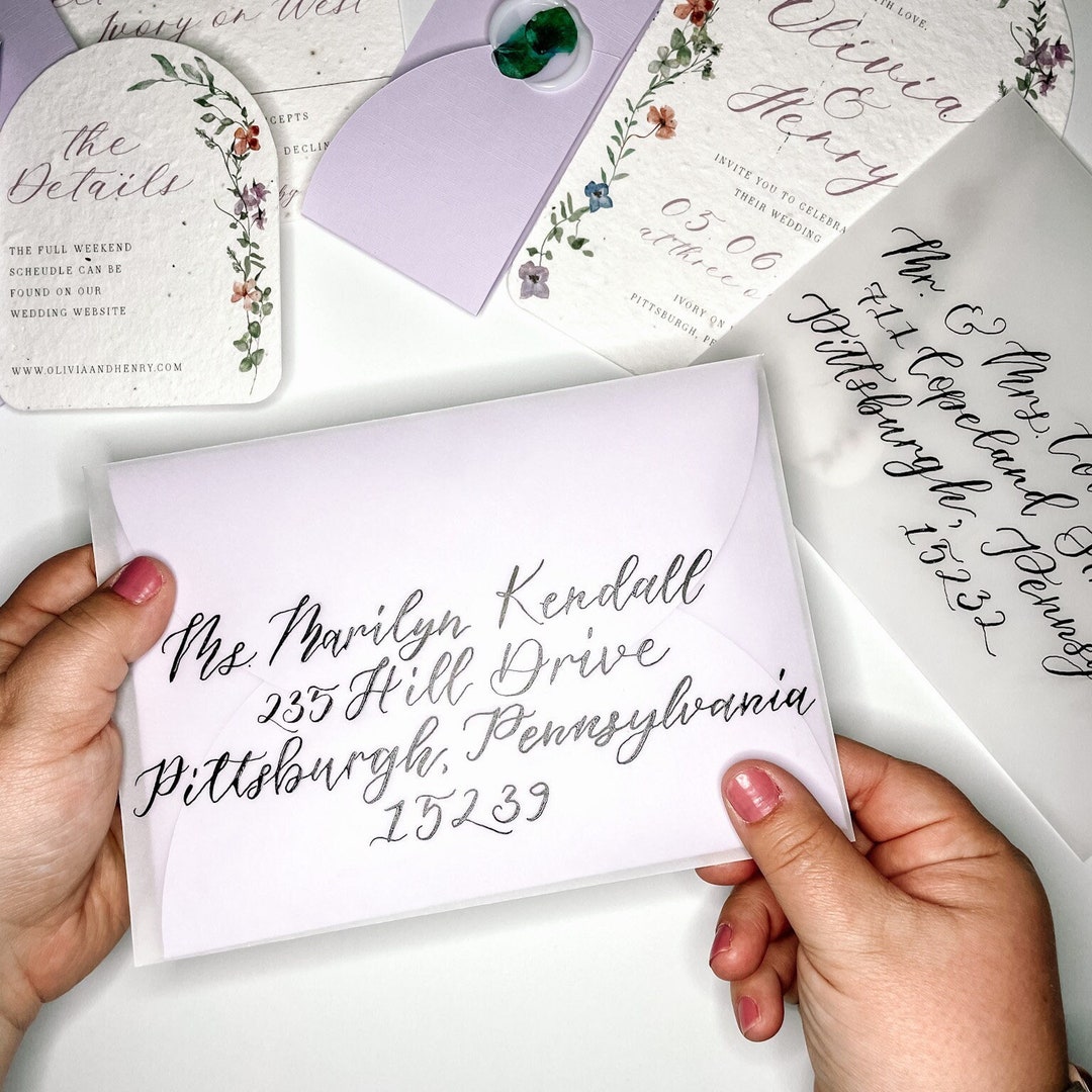 Vellum Envelopes for Wedding Invitation, Vellum Envelope Calligraphy ...