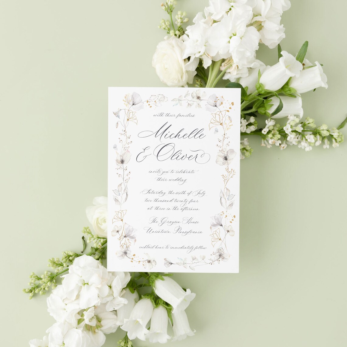 Ethereal Floral Wedding Invitation, Winter Flower Wedding Invitation ...