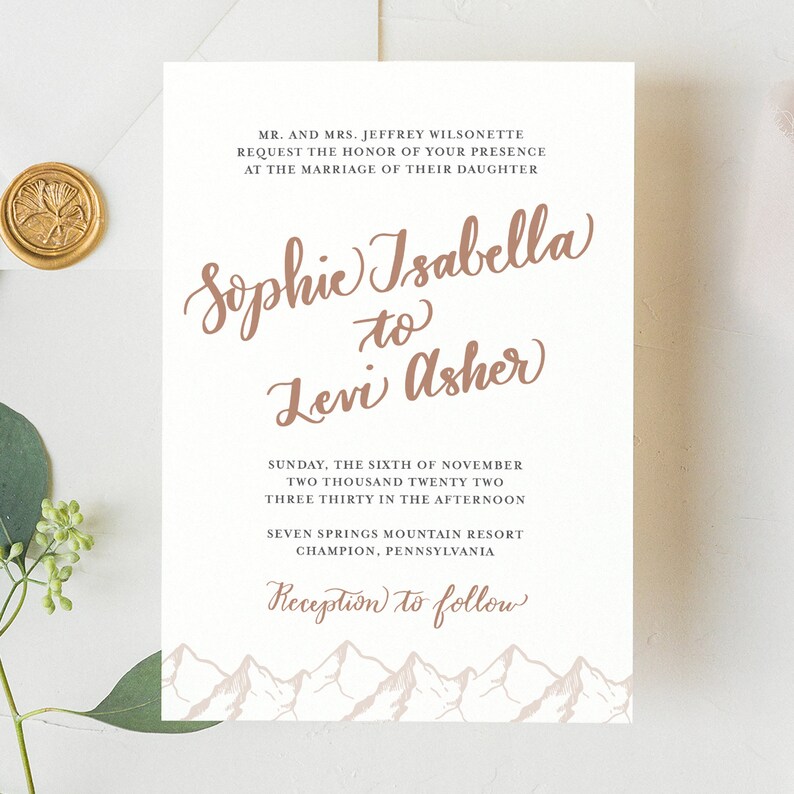 Mountain Wedding Invitation Custom Mountain Invite for - Etsy