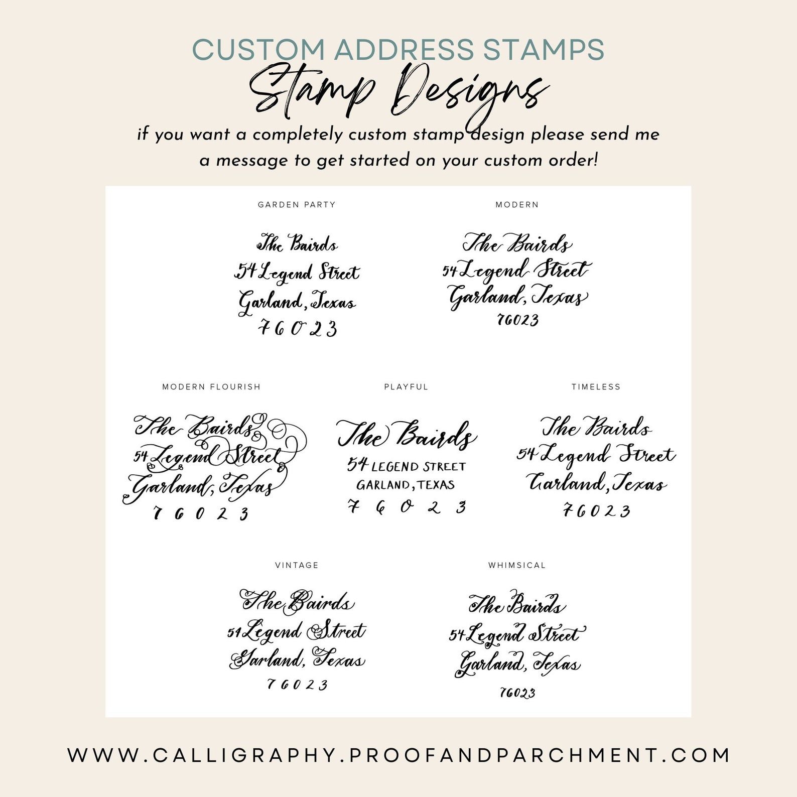 WHIMSICAL Wedding Calligraphy Return Address Stamp, Personalized ...