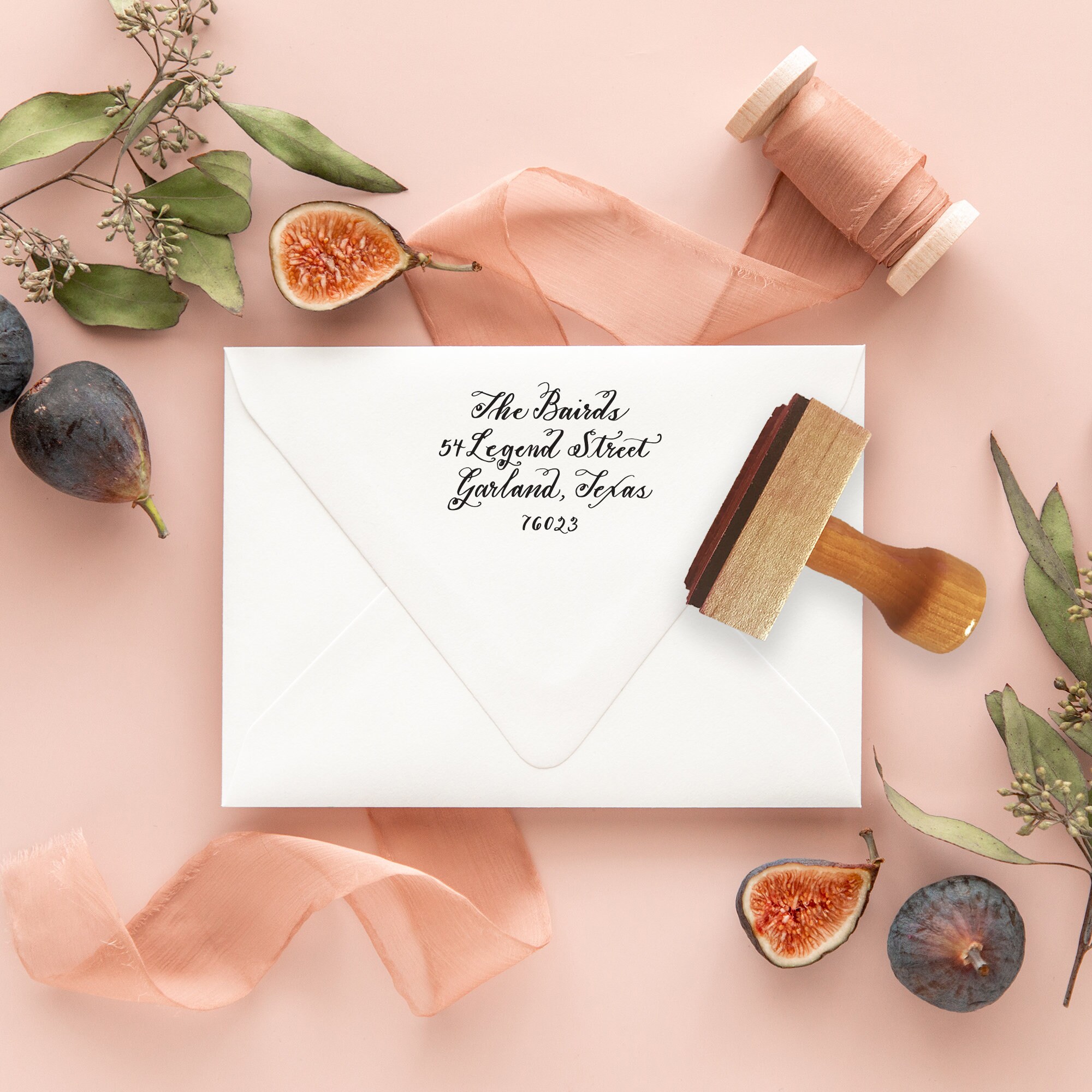 WHIMSICAL Wedding Calligraphy Return Address Stamp, Personalized ...