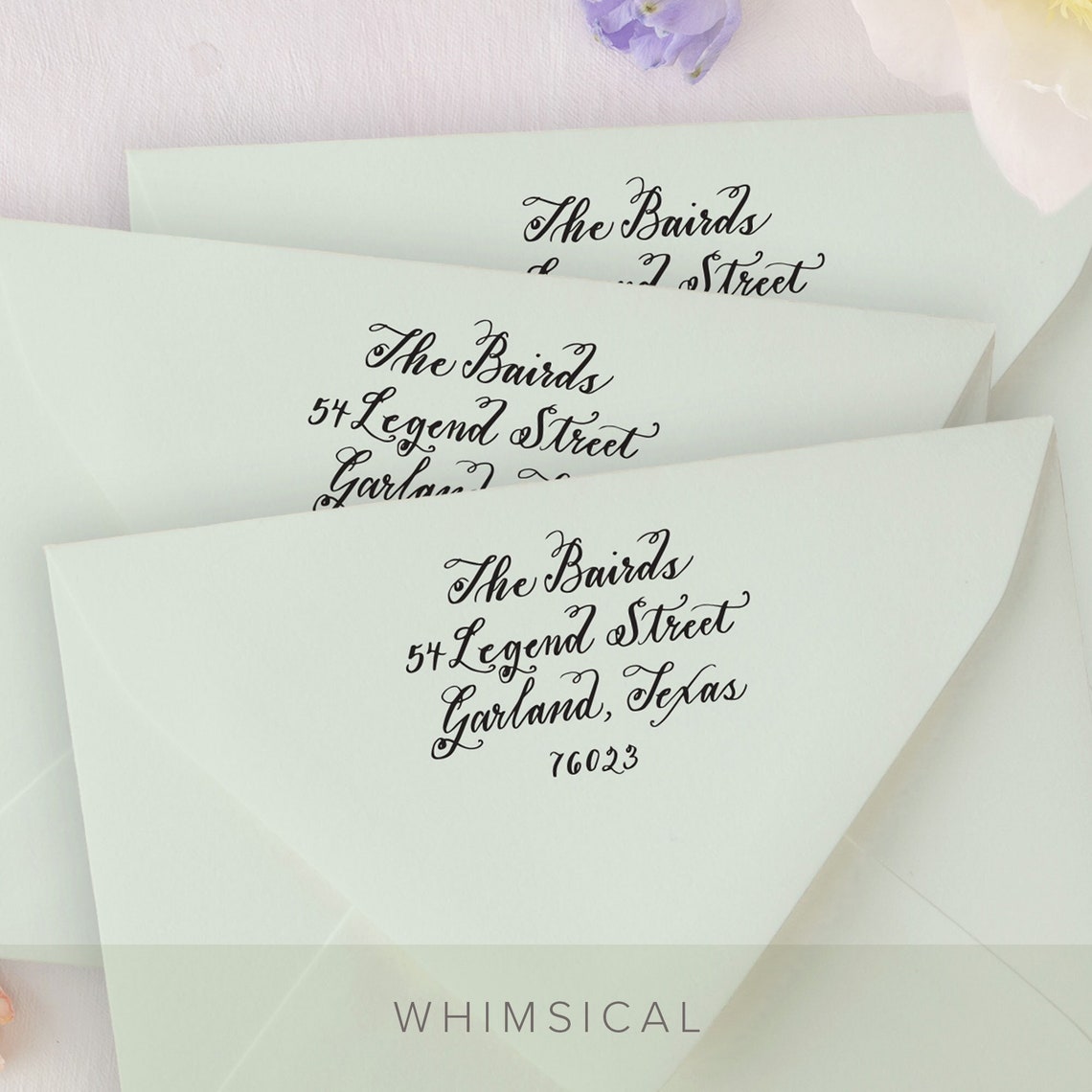 WHIMSICAL Wedding Calligraphy Return Address Stamp, Personalized ...