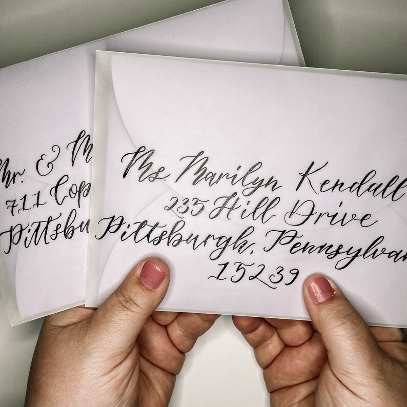 Vellum Envelopes for Wedding Invitation, Vellum Envelope Calligraphy ...