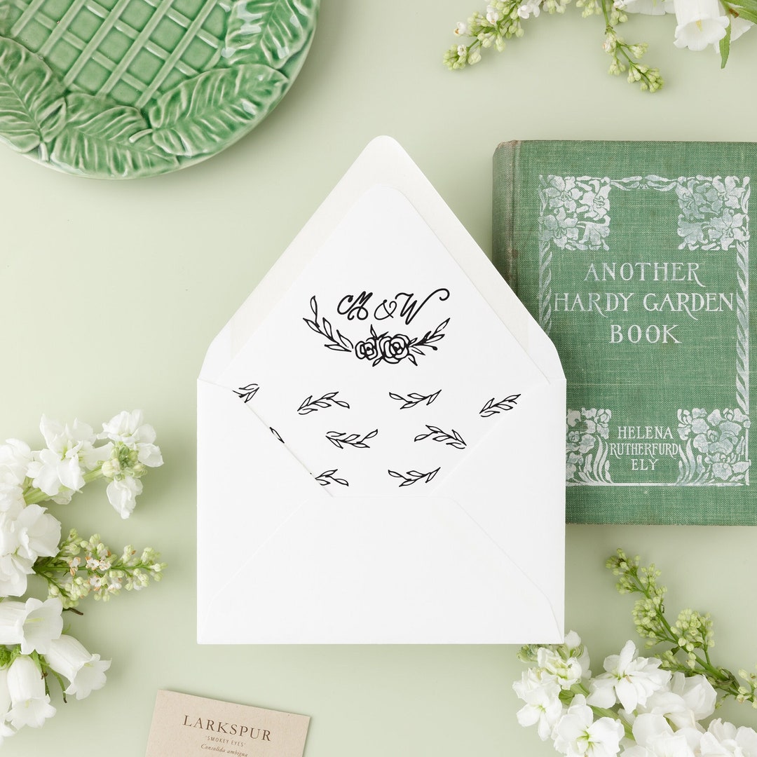 Monogram Envelope Liner, Wedding Envelope Liner for Invitations, Floral ...