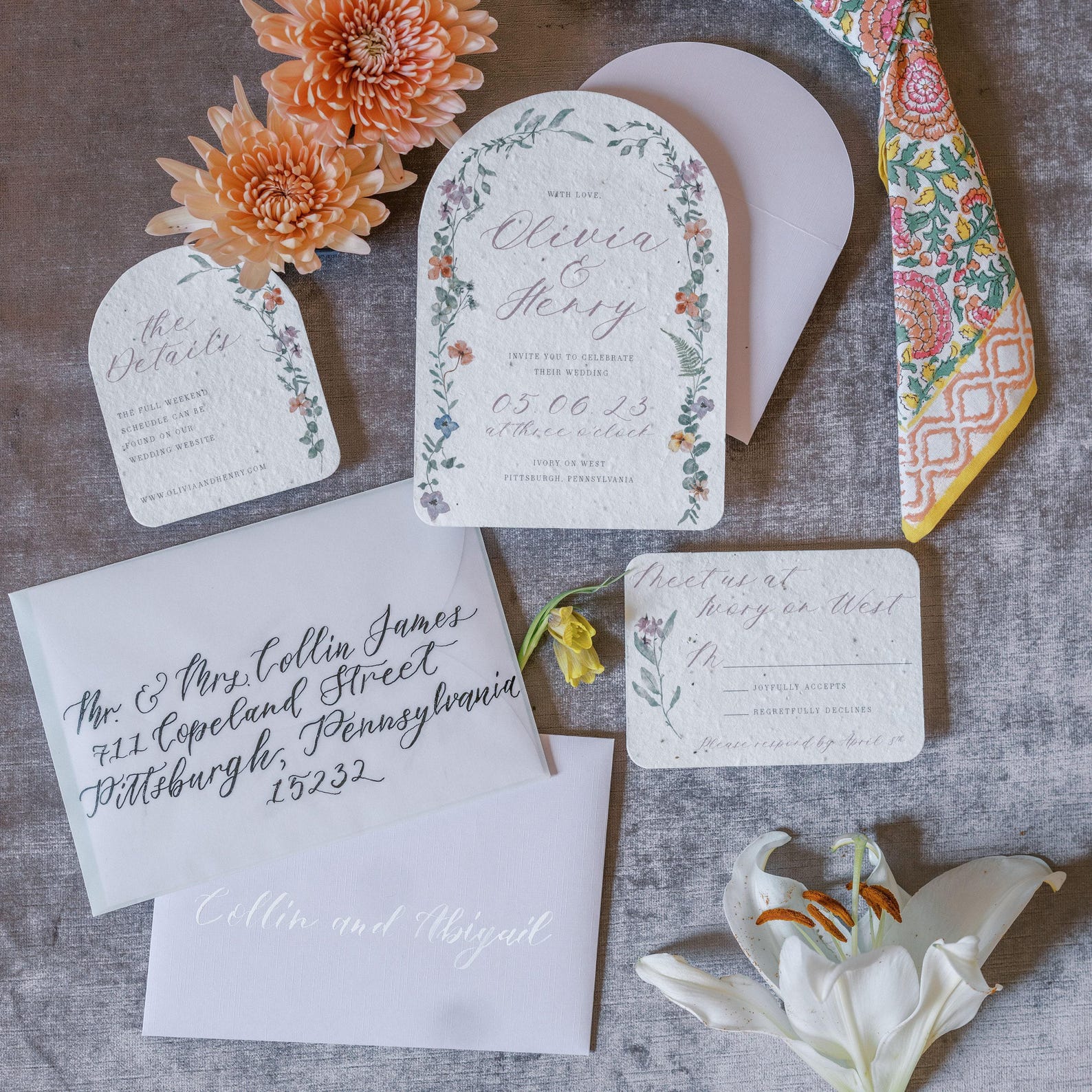 Floral Wedding Invitation, Flower Wedding Invitation With Modern ...