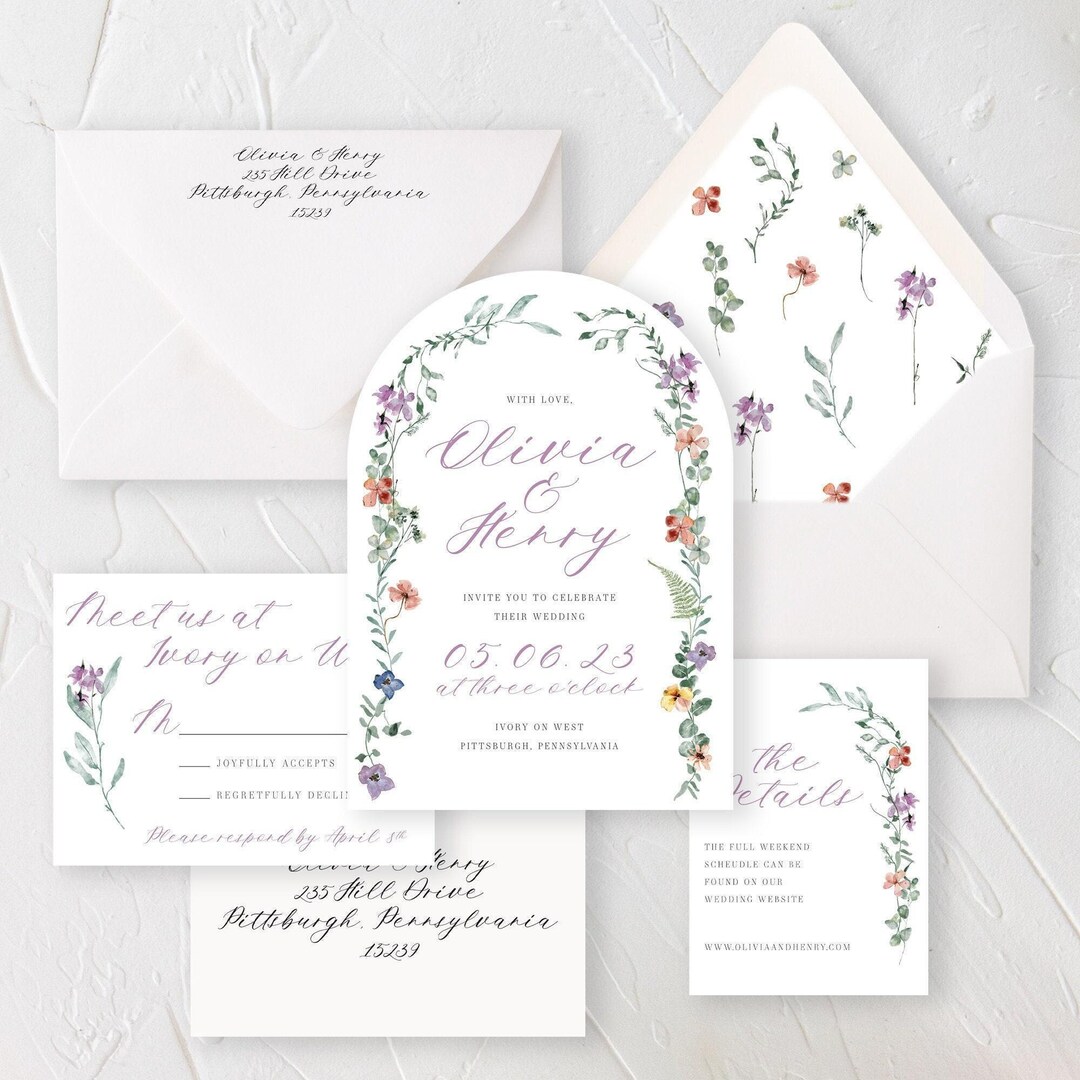 Floral Wedding Invitation, Flower Wedding Invitation With Modern ...