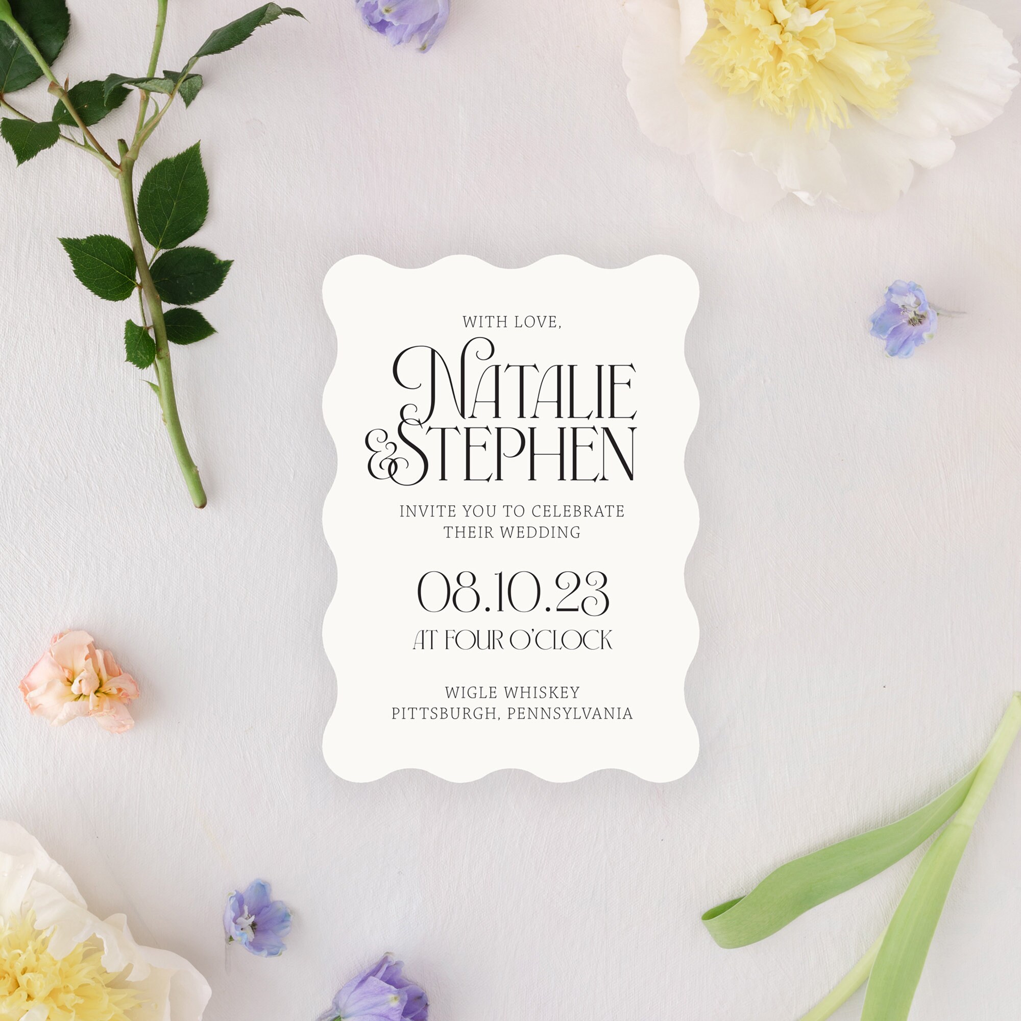 Wavy Modern Wedding Invitation, Wedding Invitation With Wavy Shape - Etsy