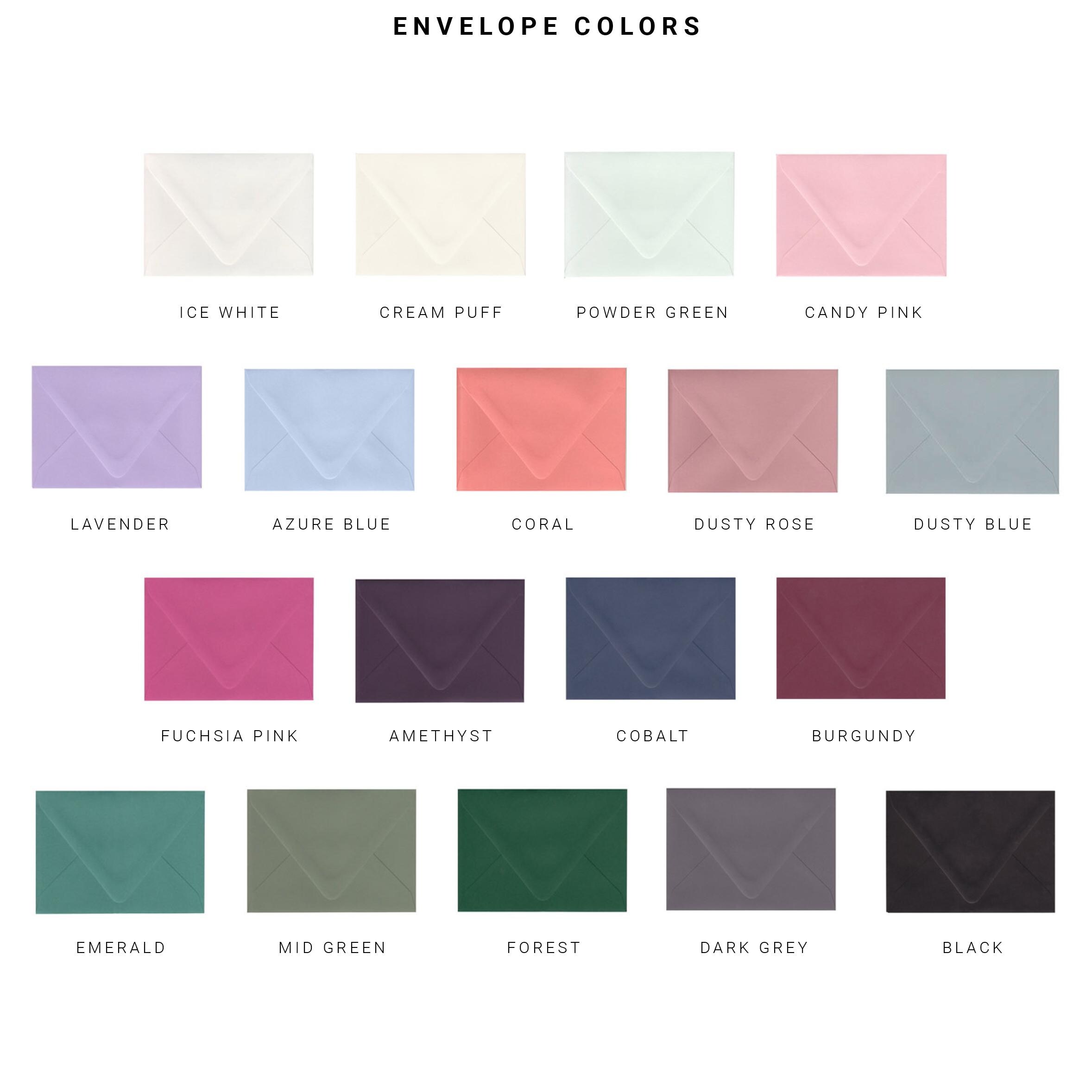 Sample of Envelope, Color Envelope Options, Envelope Color Samples ...